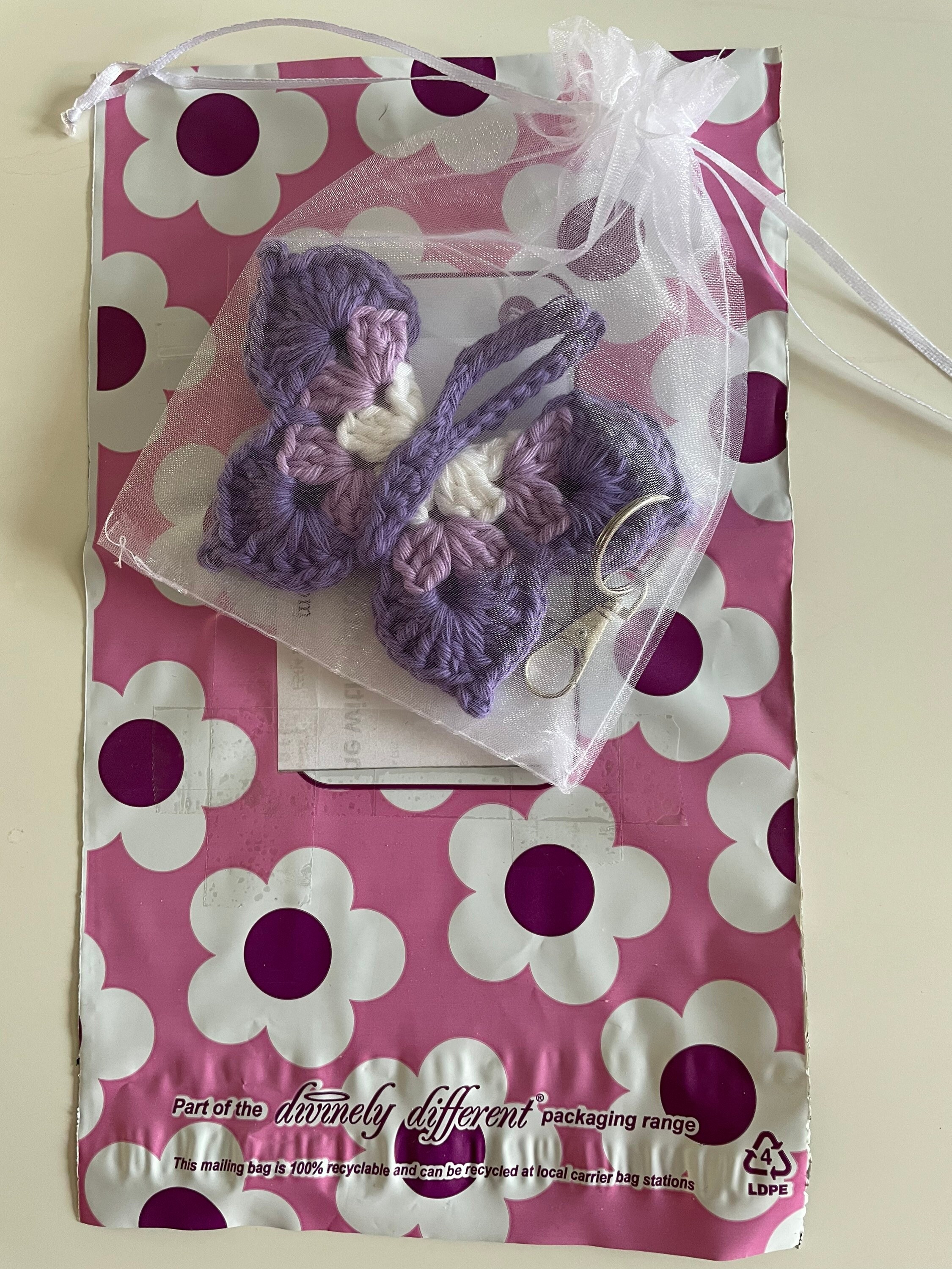 Crochet Butterfly Key Keeper/key Fob/ Bag Charm. Colours May Vary From ...