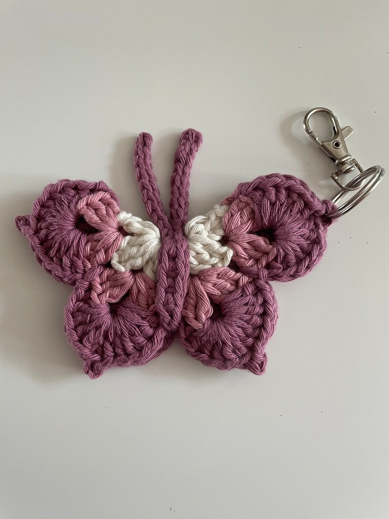 Crochet Butterfly Key Keeper/key Fob/ Bag Charm. Colours May Vary From ...