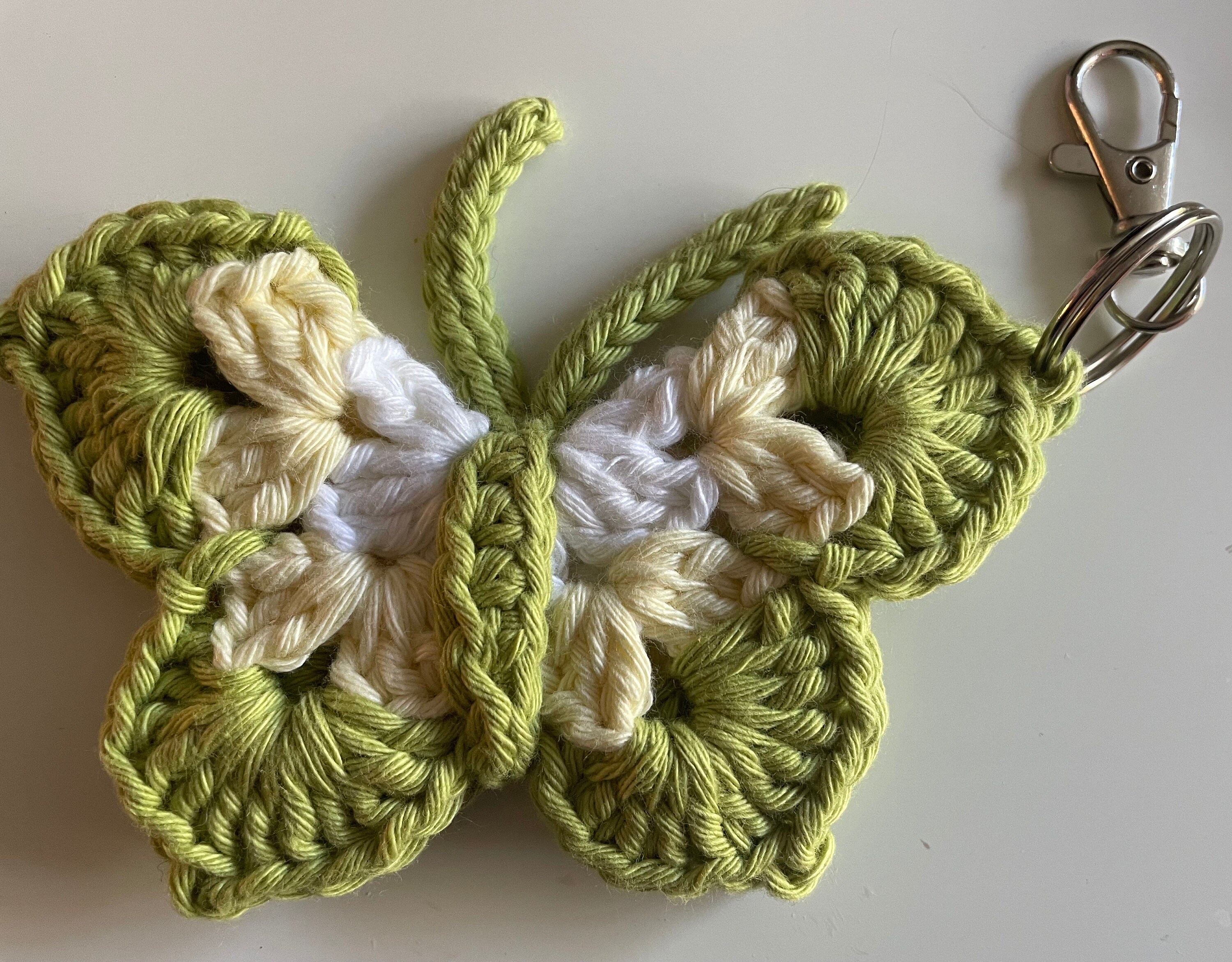 Crochet Butterfly Key Keeper/key Fob/ Bag Charm. Colours May Vary From ...