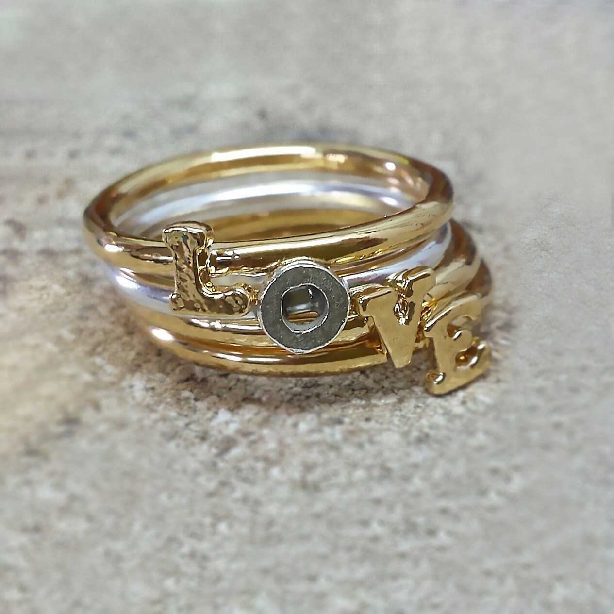 Gold Letter Ring Pesonalized Stackable Initial Ring Custom | Etsy