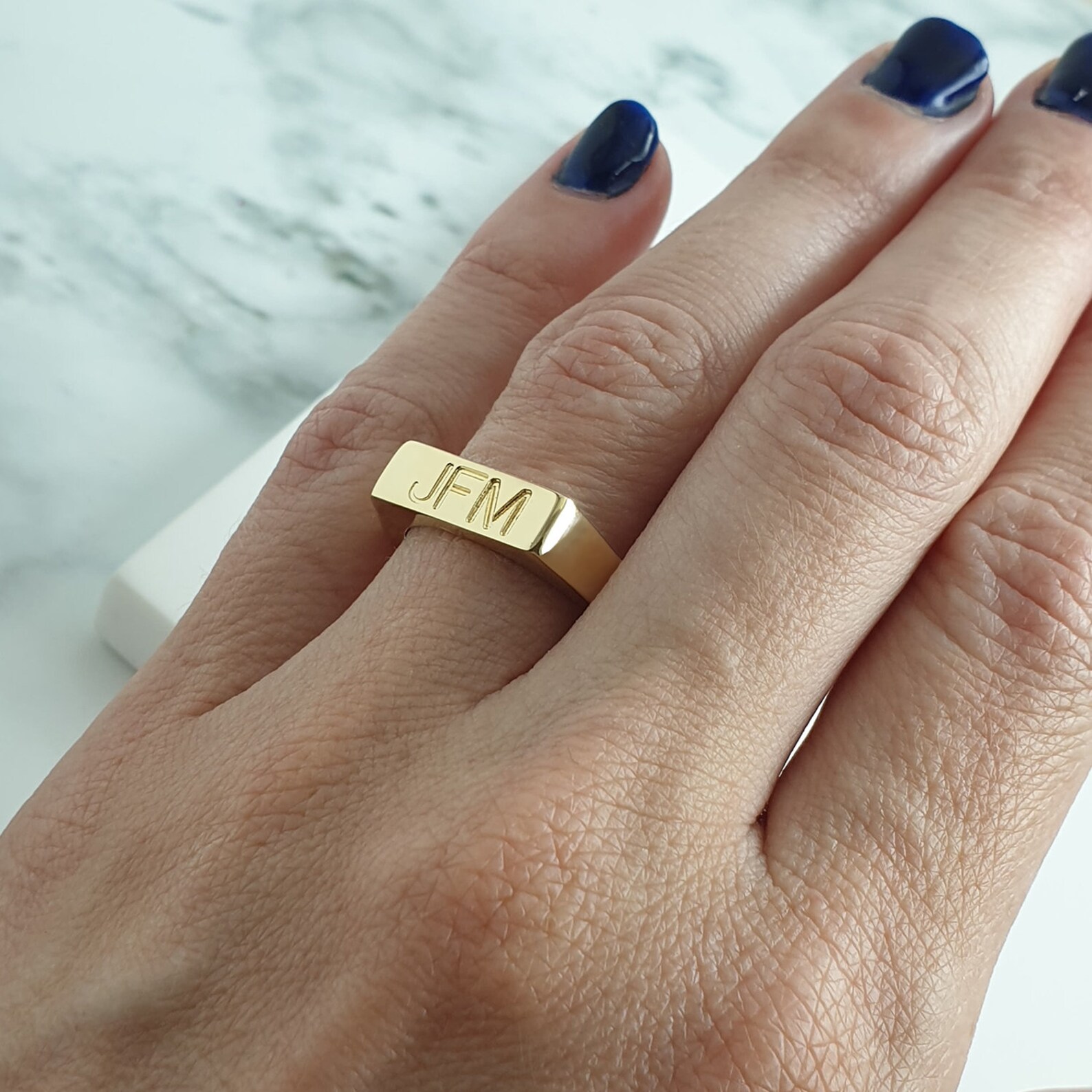 Stackable Name Ring Initial Ring Personalized Name Ring | Etsy