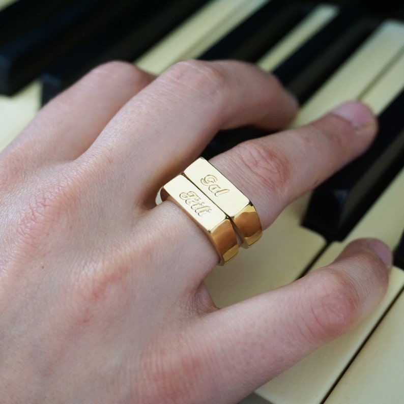 Stackable Name Ring Initial Ring Personalized Name Ring | Etsy