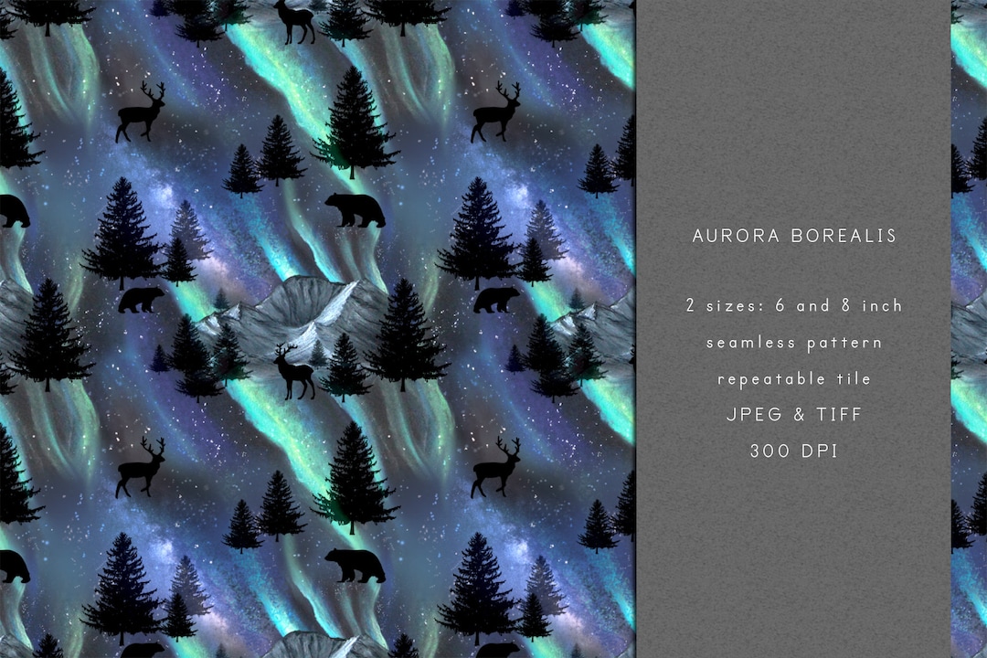 Aurora Borealis Seamless Pattern, Northern Lights Repeat Seamless ...