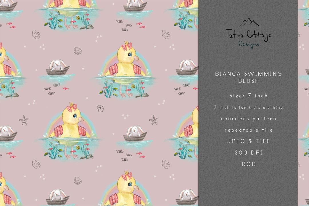 Duck Repeat Tile Seamless Pattern for Fabrics, Bianca Buddy Duck in ...