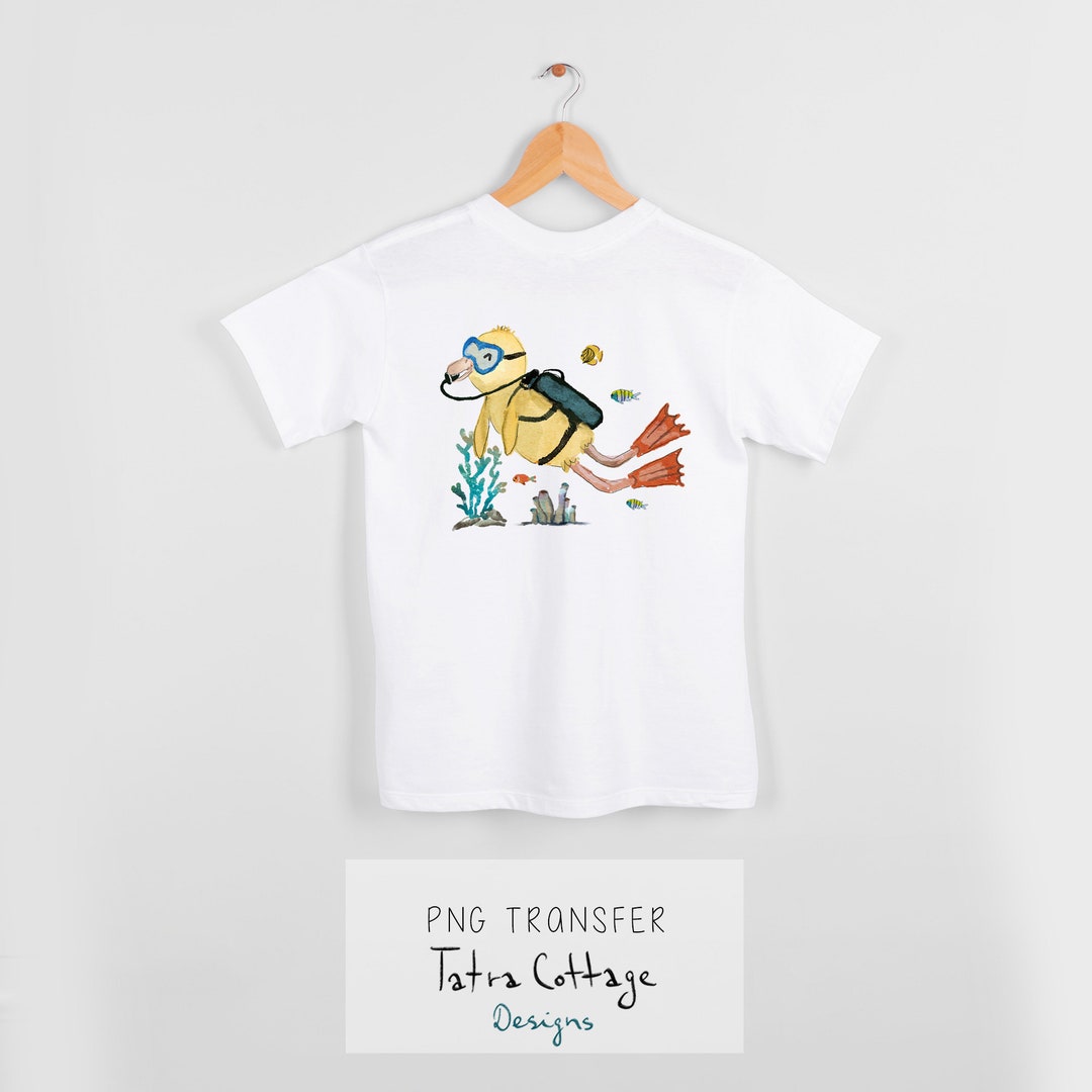 Buddy Duck Scuba Diving PNG File for Iron on Transfers, Summer ...