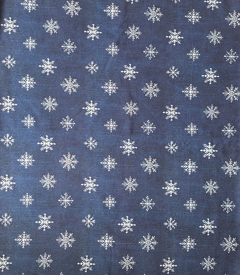 Snowflake Denim Seamless Pattern: Winter Jeans Fabric Print (commercial ...