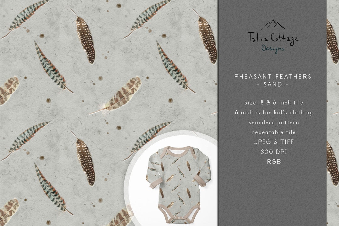 Hunting Seamless Pattern With Pheasant Feather Surface Fabric Pattern ...