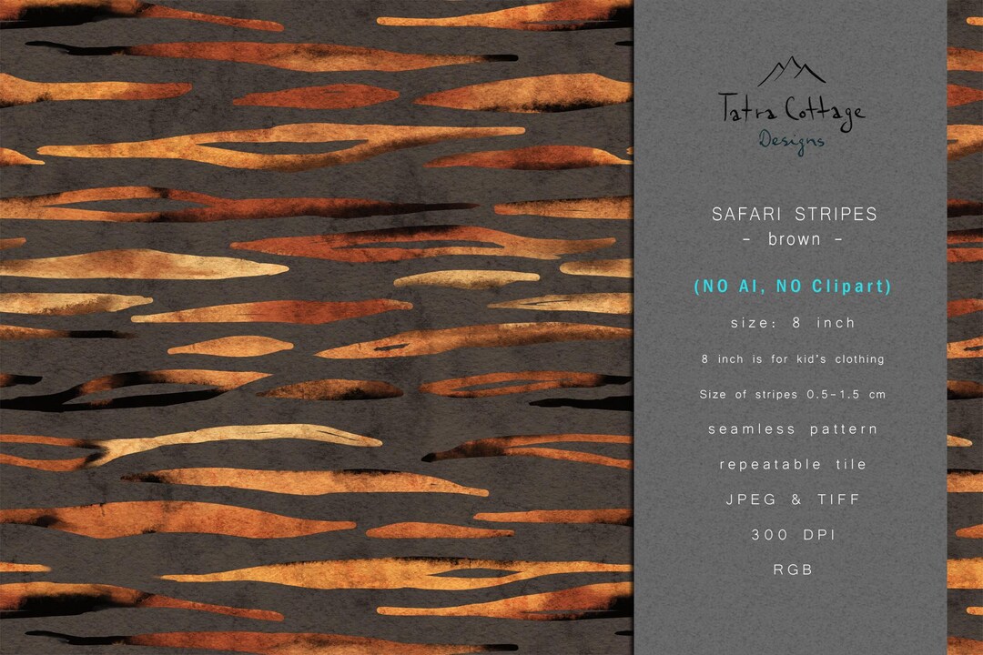 Safari Stripes Seamless Pattern File, Tiger Brown Fabric Print ...