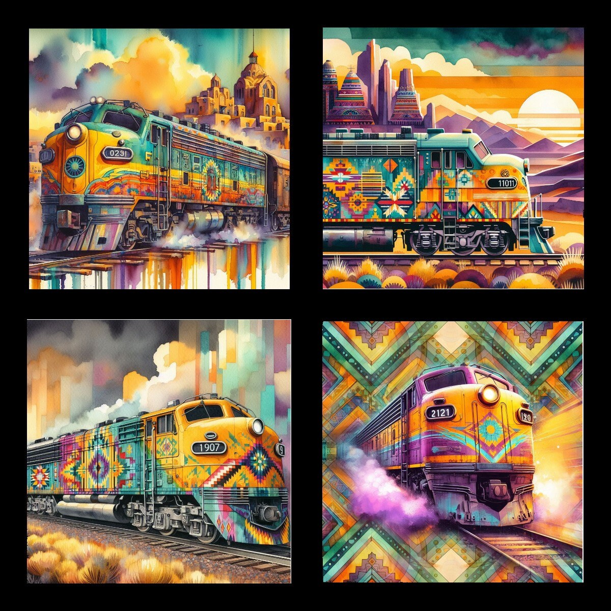 Navajo Theme Railroad Art Digital Download F7a - Etsy