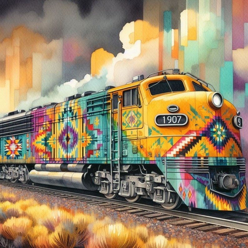 Navajo Theme Railroad Art Digital Download F7a - Etsy