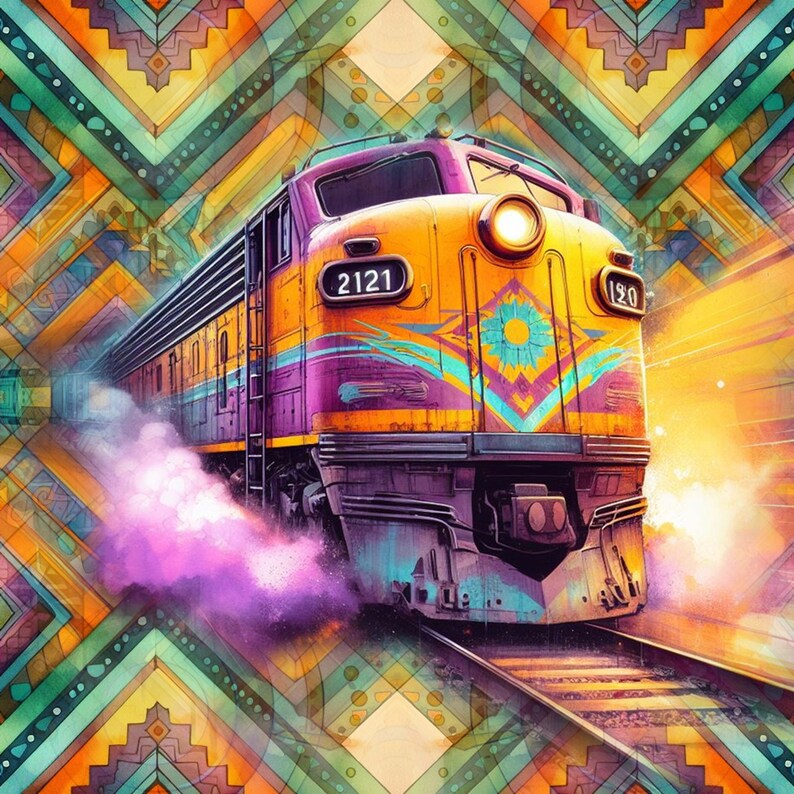 Navajo Theme Railroad Art Digital Download F7a - Etsy