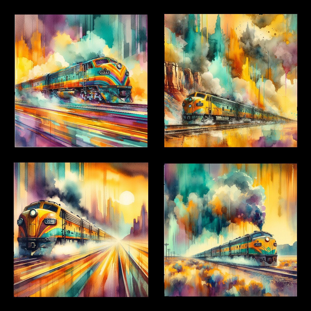 Navajo Theme Railroad Art Digital Download F7b - Etsy