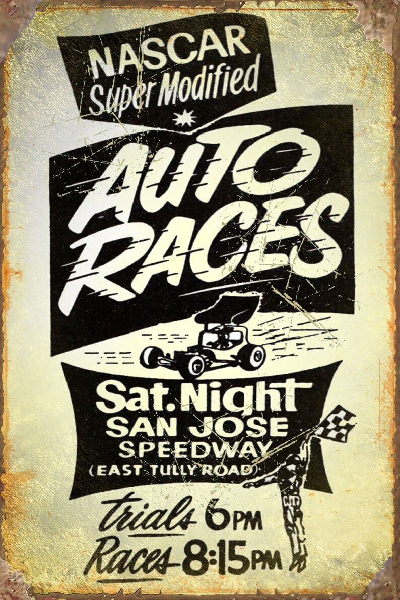 San Jose Speedway Vintage Reproduction Metalsign 12 X 18 - Etsy