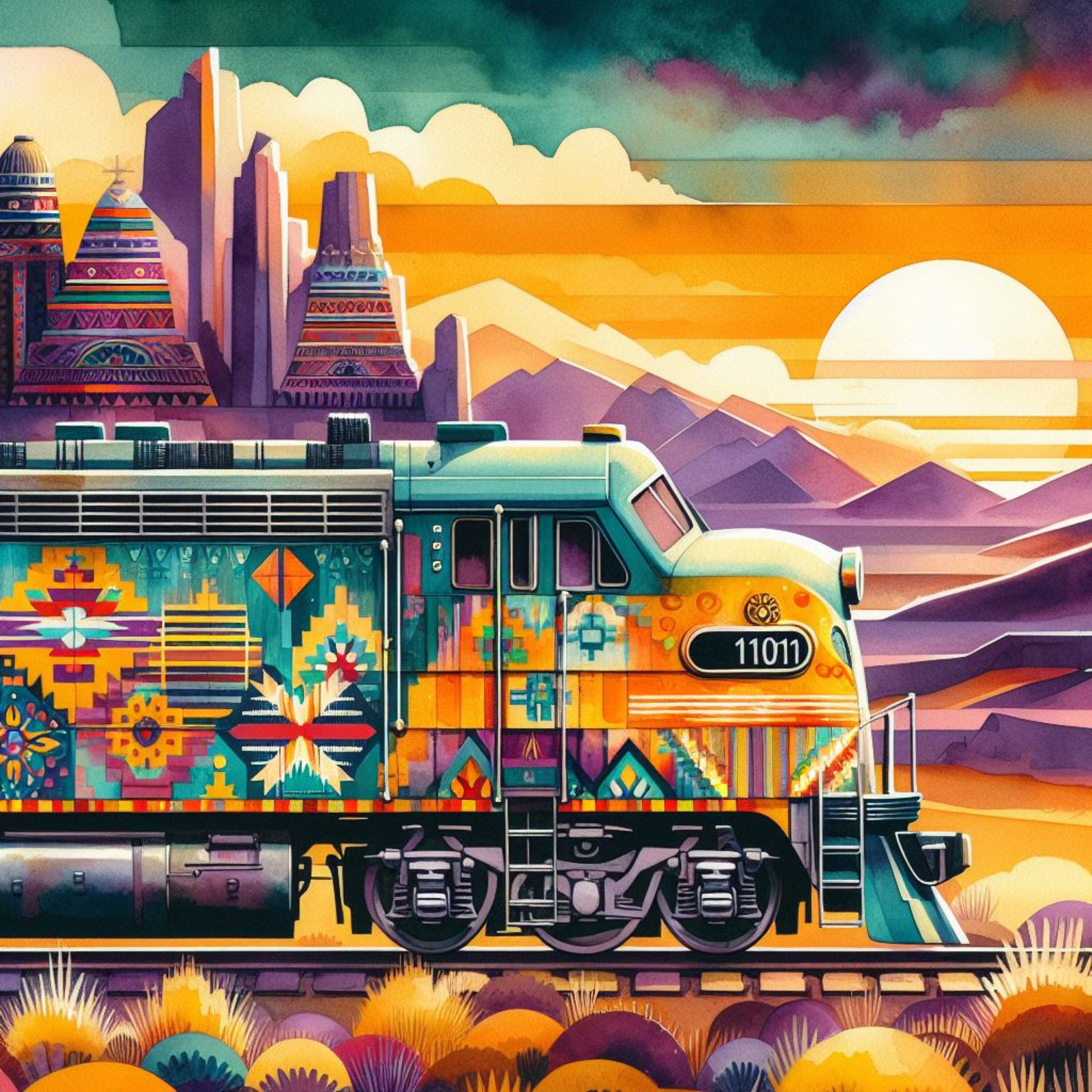 Navajo Theme Railroad Art Digital Download F7a - Etsy
