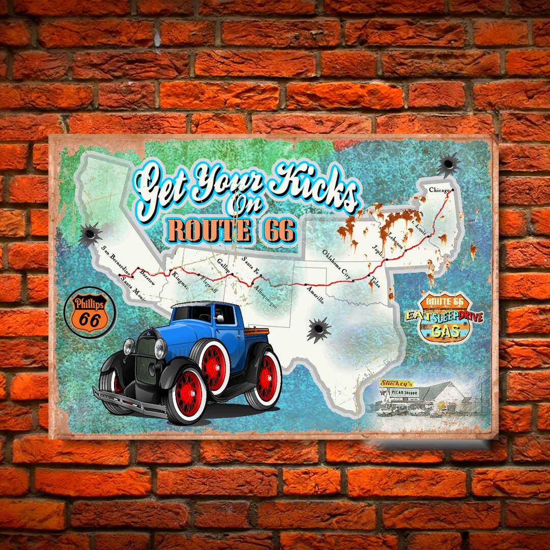 Route 66 Map Metal Sign 12x18 - Etsy