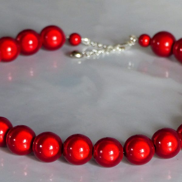 Red Bead Necklace - Etsy