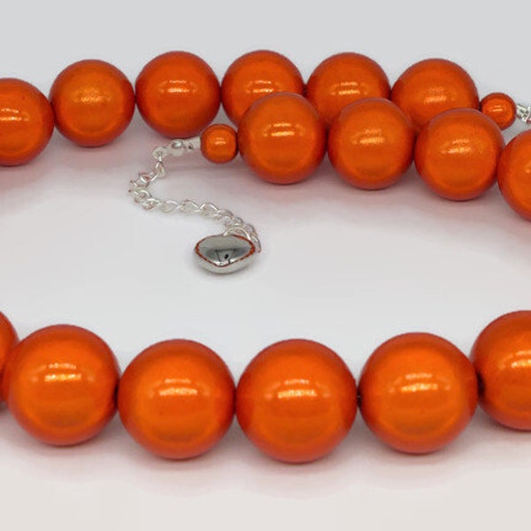 Orange Bead Necklace - Etsy