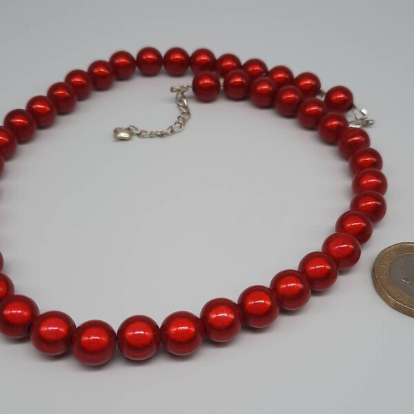 Red Bead Necklace Etsy