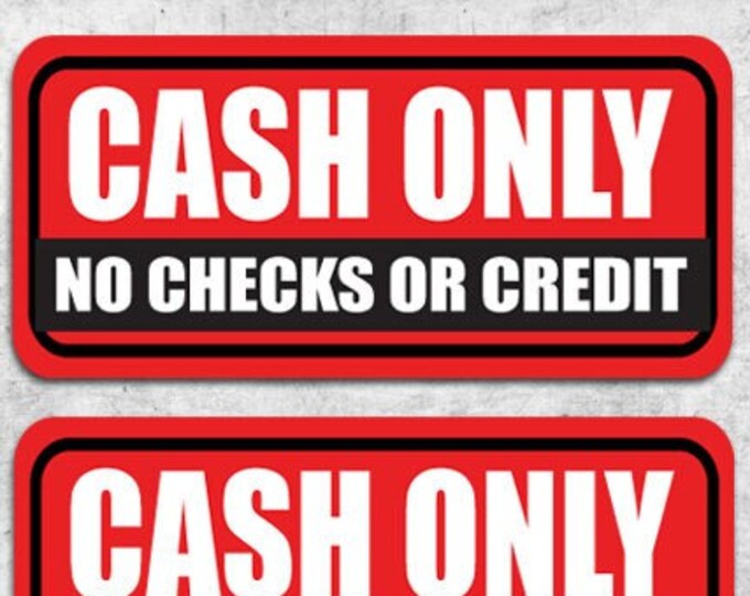 Cash Only No Checks No Credit Decal Sticker - Business Sign - Door ...
