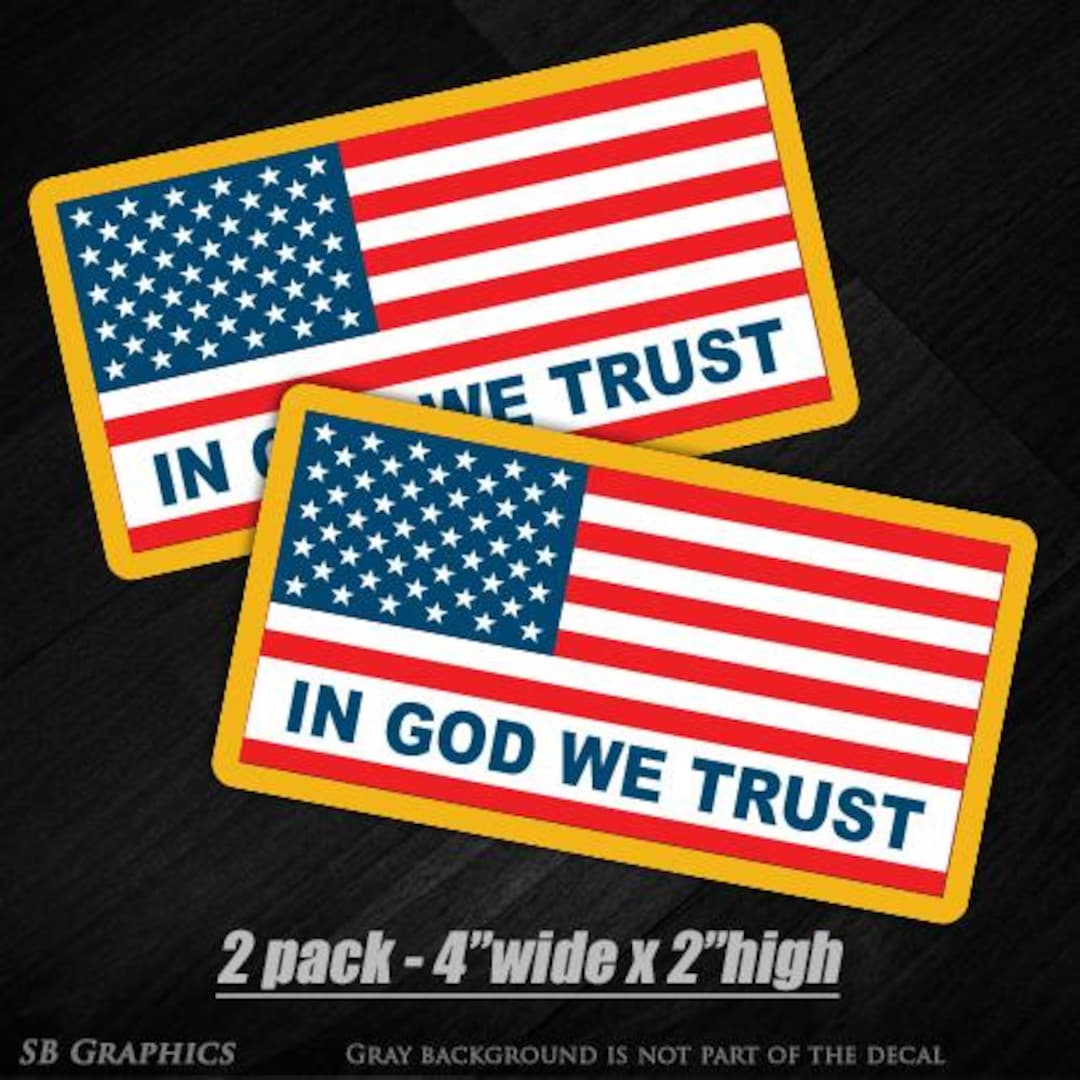 2x American Flag in God We Trust Stickers USA America Vehicle Truck ...