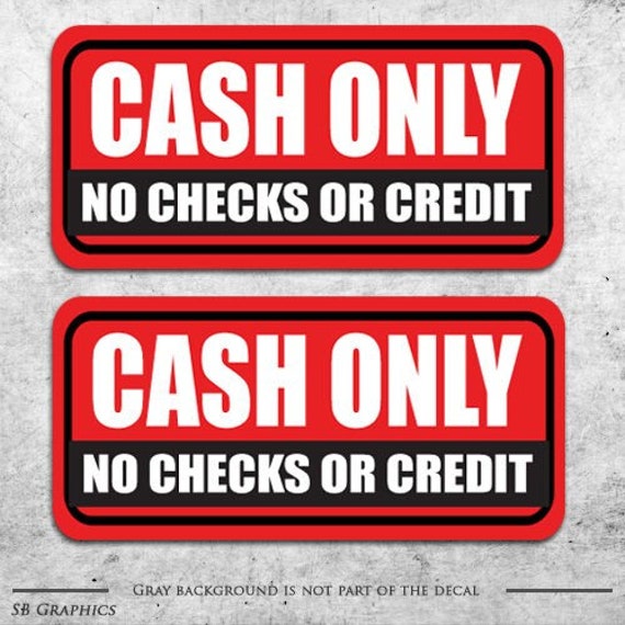 2x Cash Only Sticker Vinyl Business Register Checks 8 - Etsy