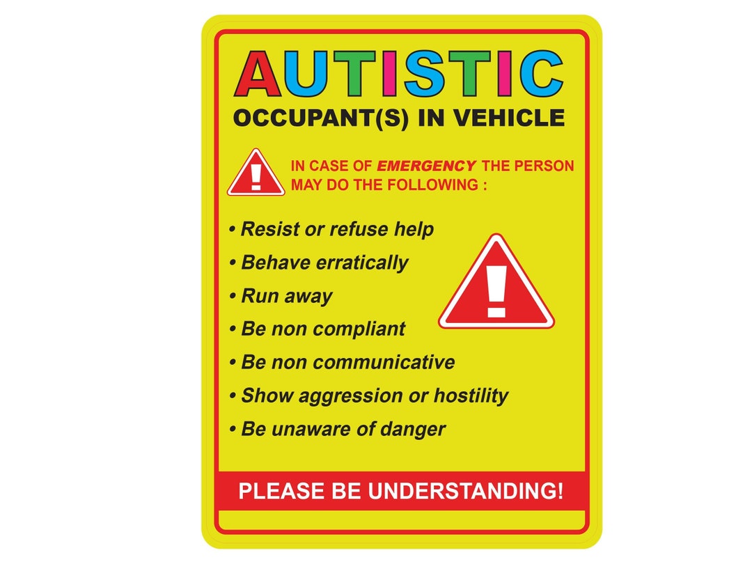 Autistic Occupant in Vehicle Sticker – Autism Awareness Decal - Etsy