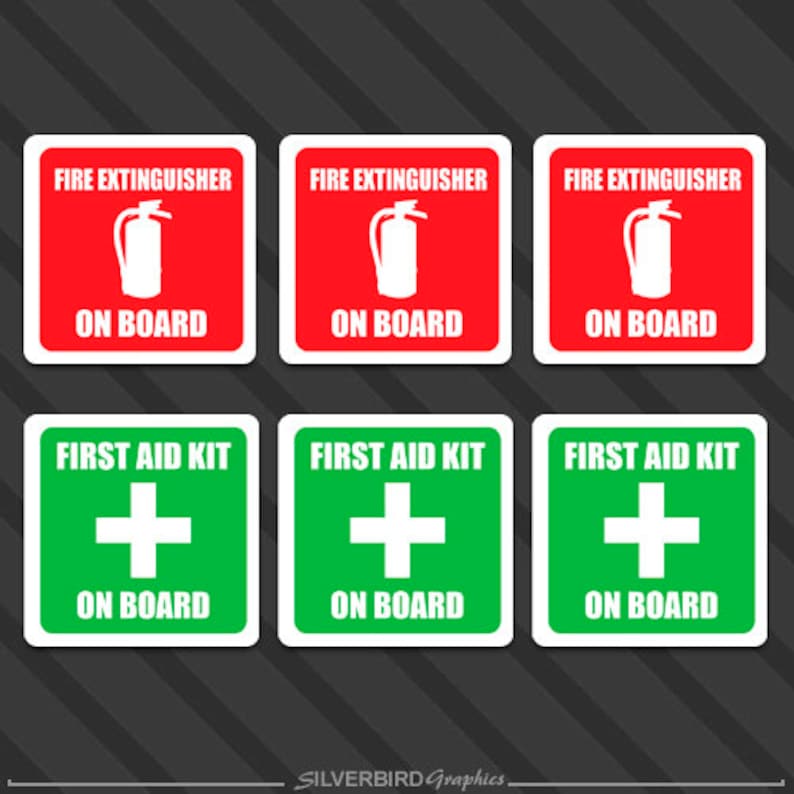 Fire Extinguisher Sticker First Aid Kit Sticker Vehicle Emergency ...