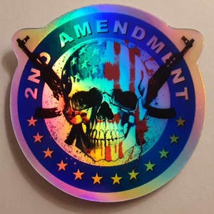 2nd Amendment Skull Gun Sticker Rifle Hard Hat Decal American USA ...