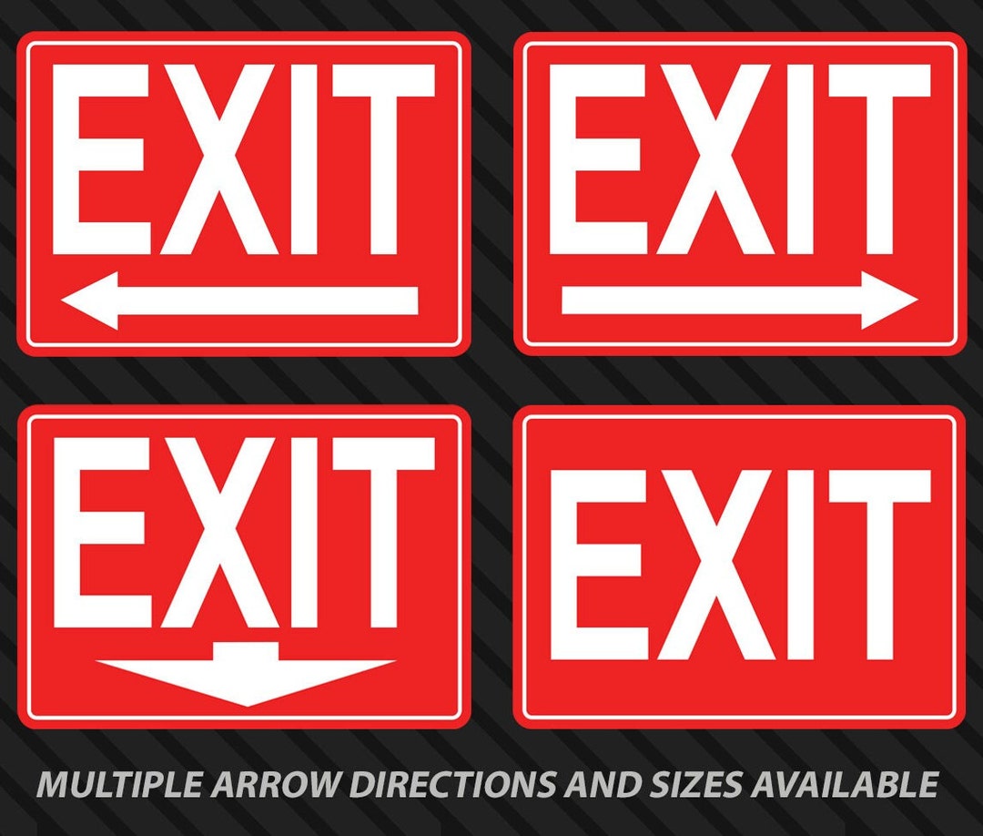 Exit Sticker Door Arrow Window Business Entrance Exit Sign Emergency ...