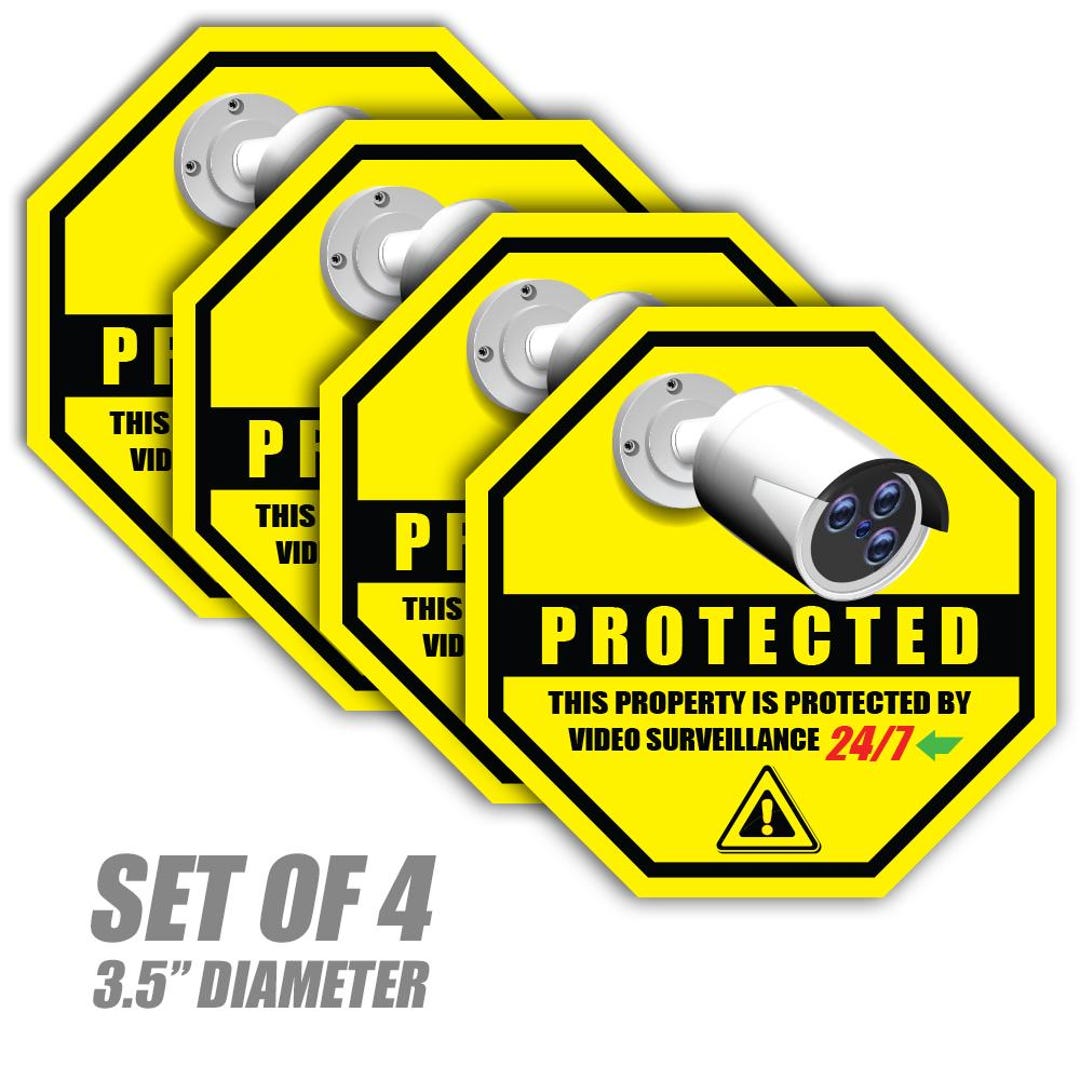 Security Camera Stickers Audio/video Security Labels Protected Warning ...