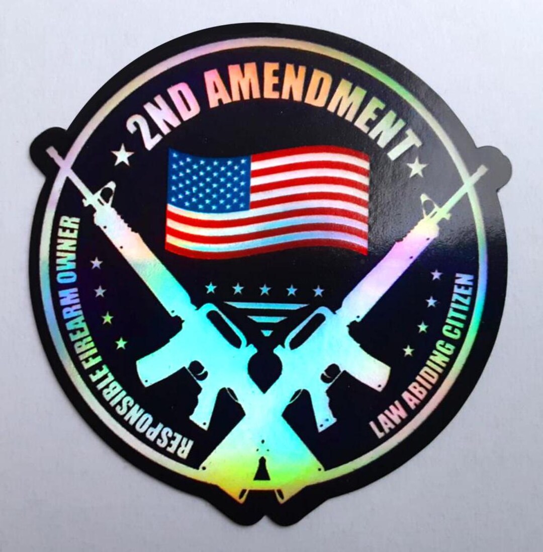 2nd Amendment Flag Gun Sticker Rifle Hard Hat Decal American USA ...