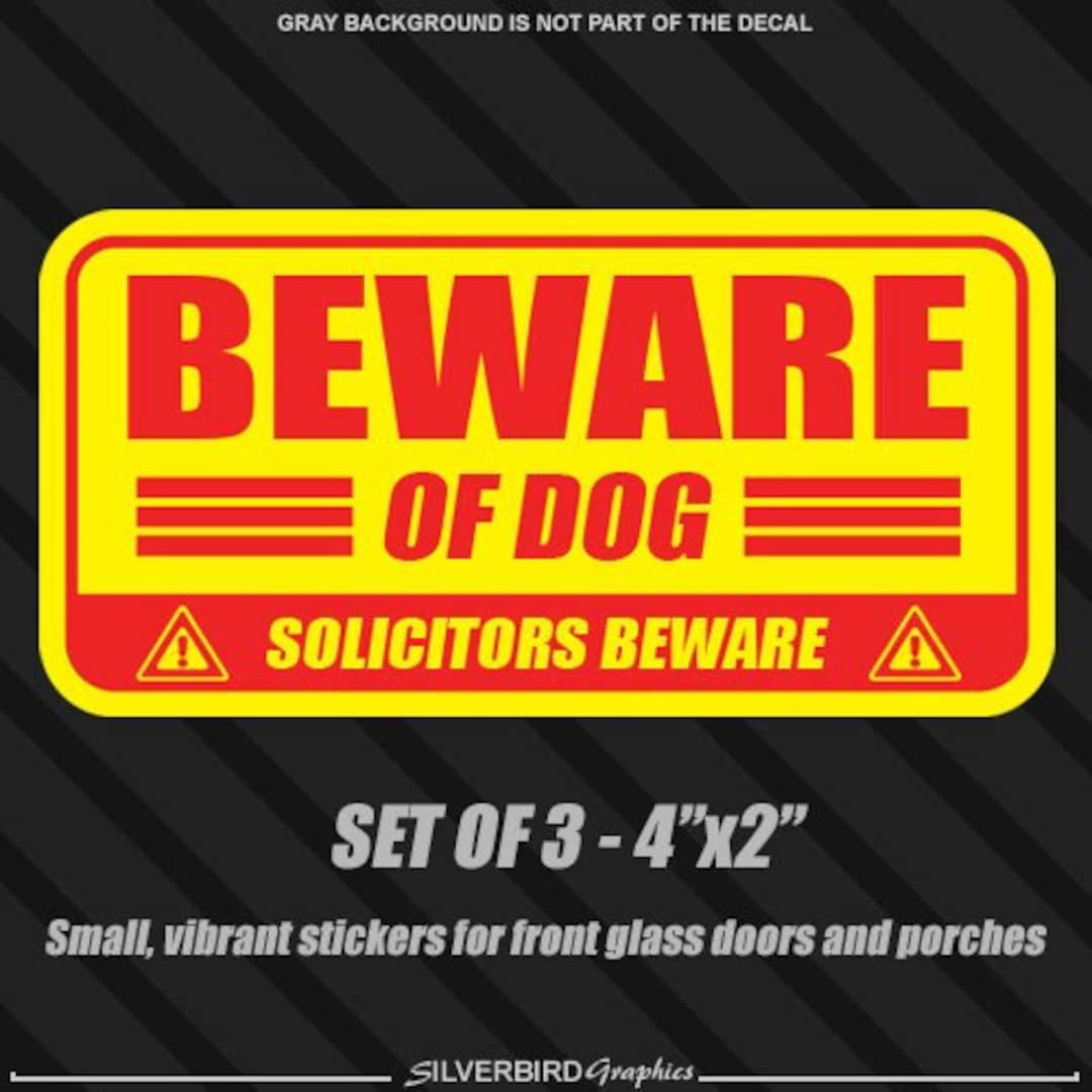 3x Beware of Dog Stickers Caution Sticker Door Warning Sticker ...