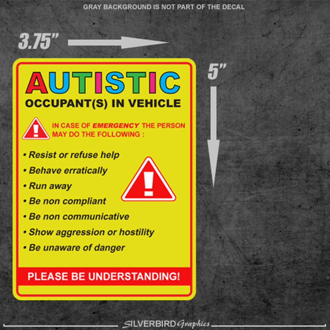 Autistic Occupant in Vehicle Sticker Decal Autism Awareness - Etsy