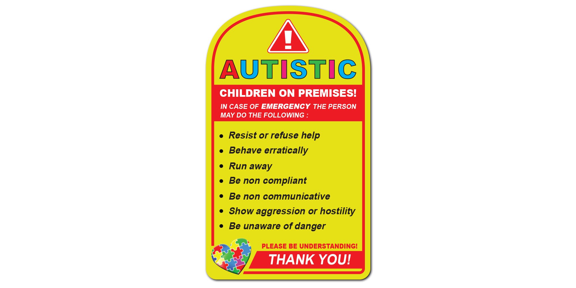 Autistic Sticker Children on Premises Sticker Decal Autism Sticker ...