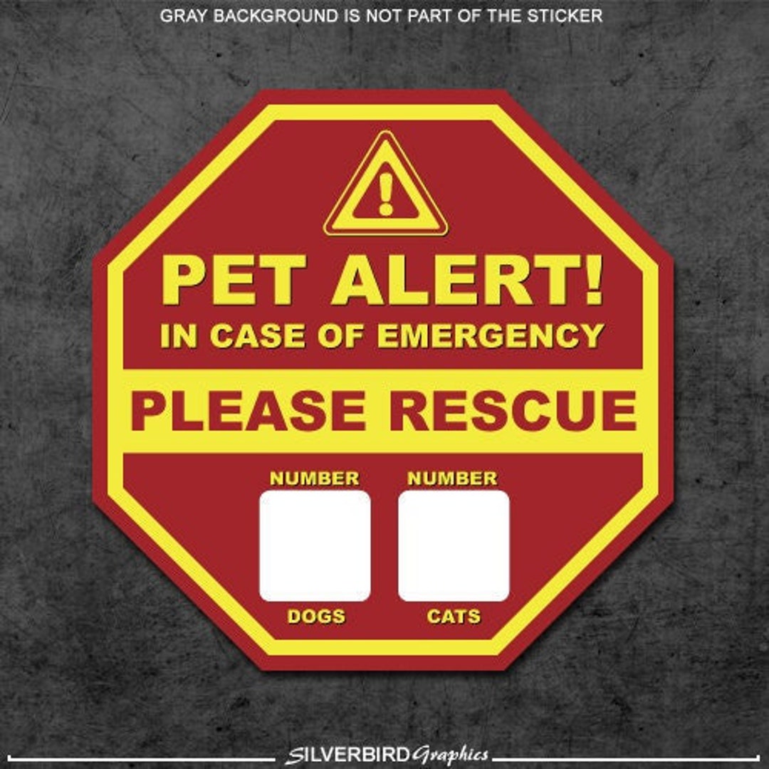 2x Pet Rescue Stickers - Fire 911 Warning Caution Pets Dogs Cats Rescue ...