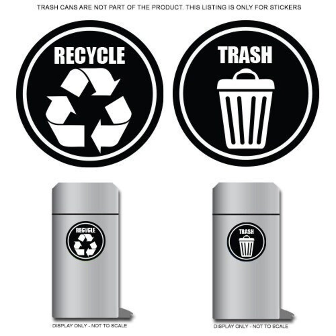 Trash and Recycle Stickers, Recycle Sticker, Trash Sticker, Trash Can ...