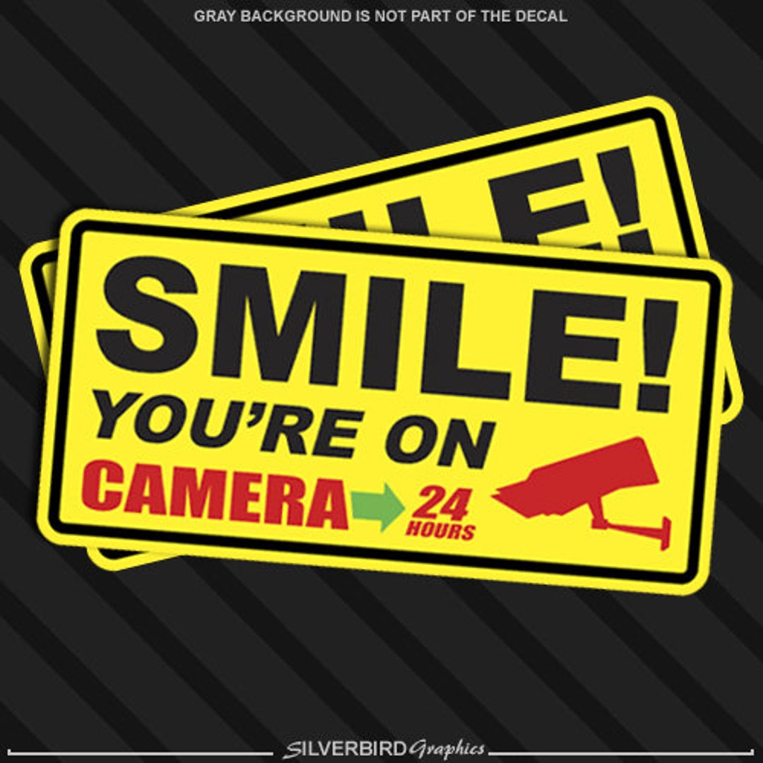 Smile You're on Camera Sticker Warning Sticker Security Sticker Alarm ...