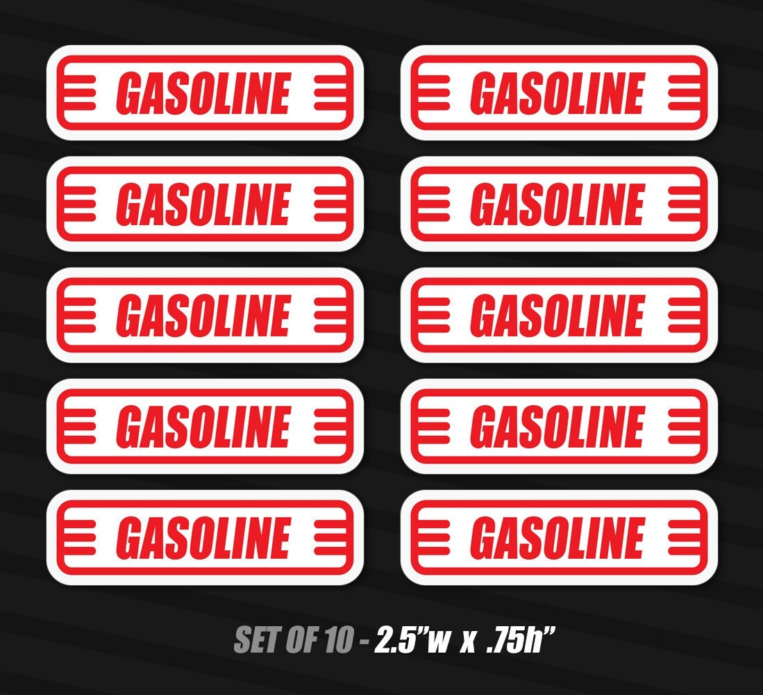 10x Gasoline Fuel Sticker Label Decal Gas Can Vehicle Oil Car - Etsy