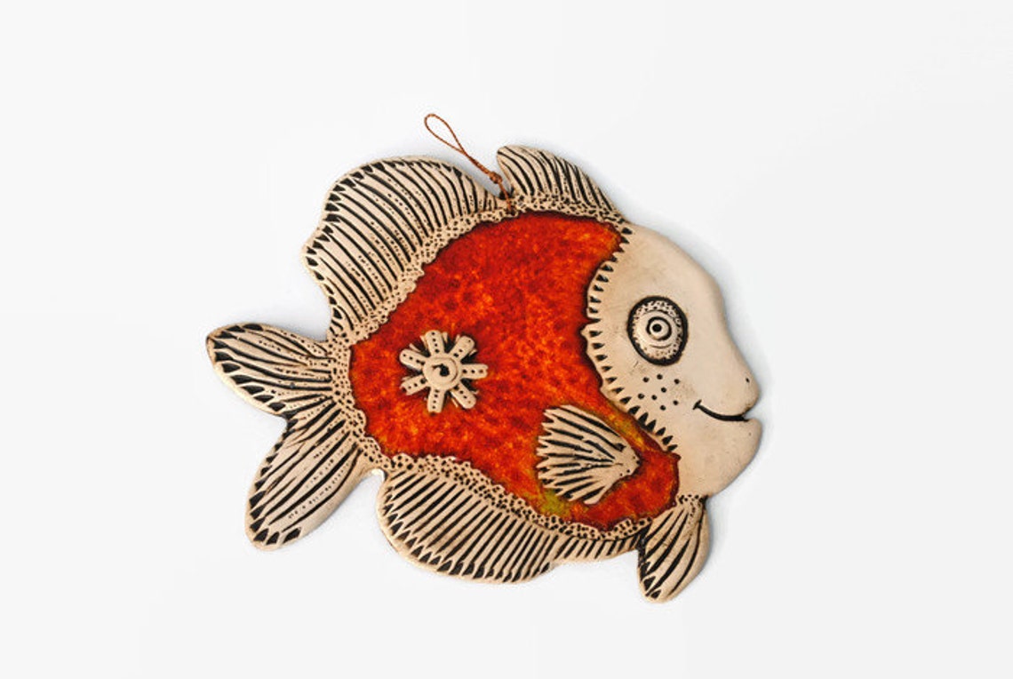 Fish Ceramic Fish Fish Tile Funny Fish Ceramic Tile Red - Etsy