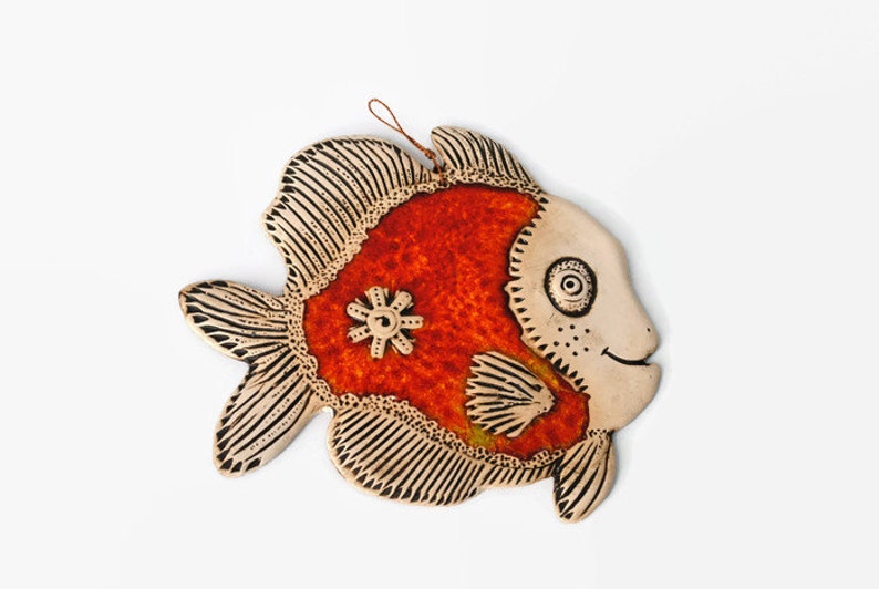 Handmade Ceramic Fish Wall Art, Vibrant Colors - Etsy