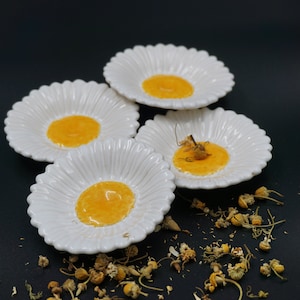 Set of Four Small Ceramic Daisy Dish, Ring Dish, Tea Bag Holder ...