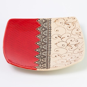 Ceramic Plate, Red Plate, Ceramic Dish, Ceramics and Pottery, Handmade ...