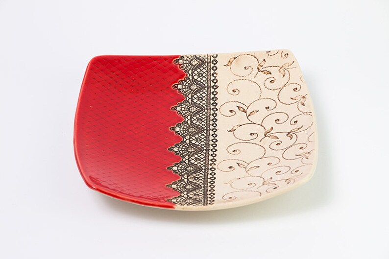 Ceramic Plate, Red Plate, Ceramic Dish, Ceramics and Pottery, Handmade ...