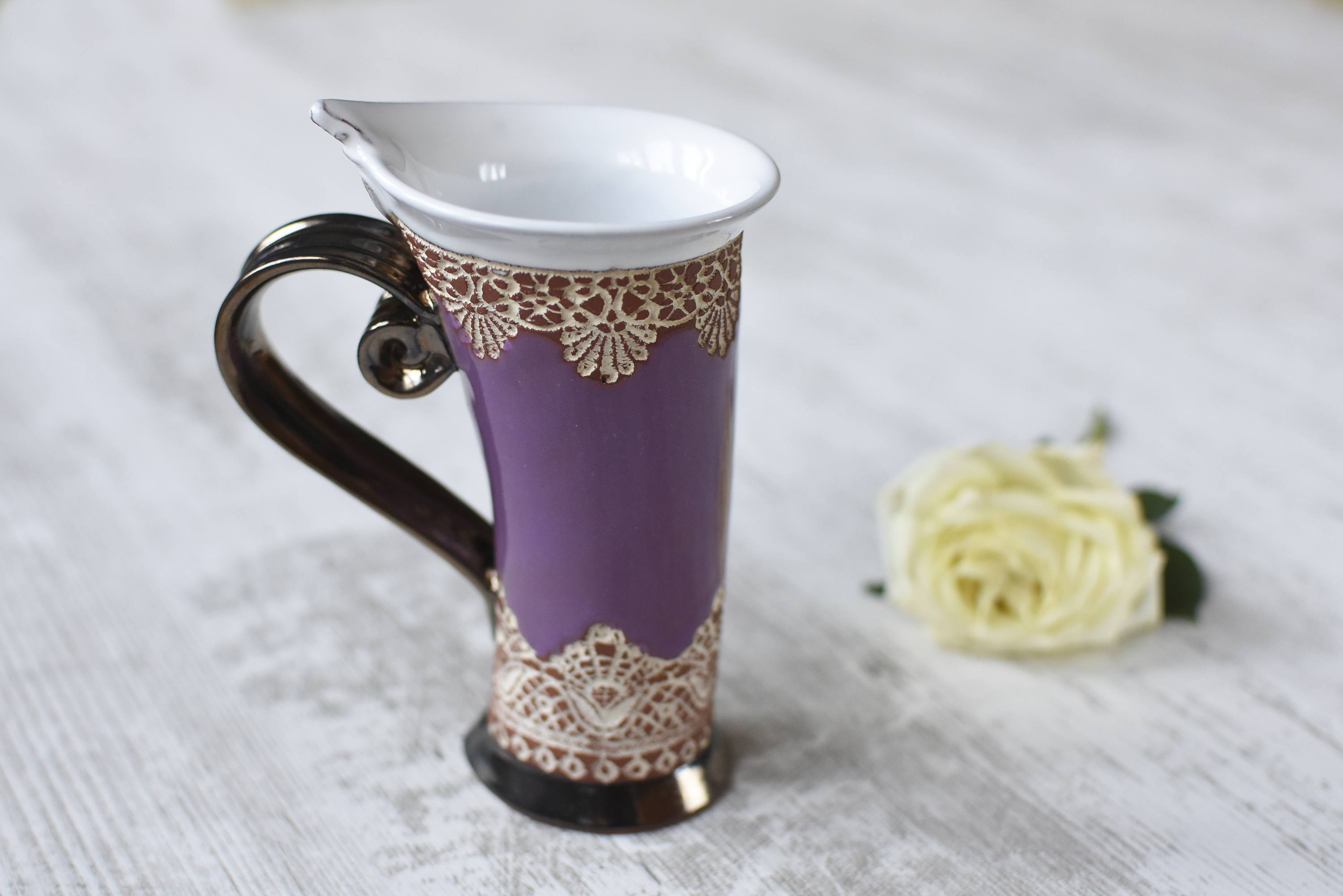 Ceramic Mug Tea Mug Purple Mug Unique Mug Ceramics and - Etsy