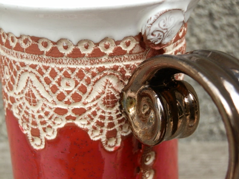 Ceramic Mug Tea Mug Red mug Unique mug Ceramics and | Etsy