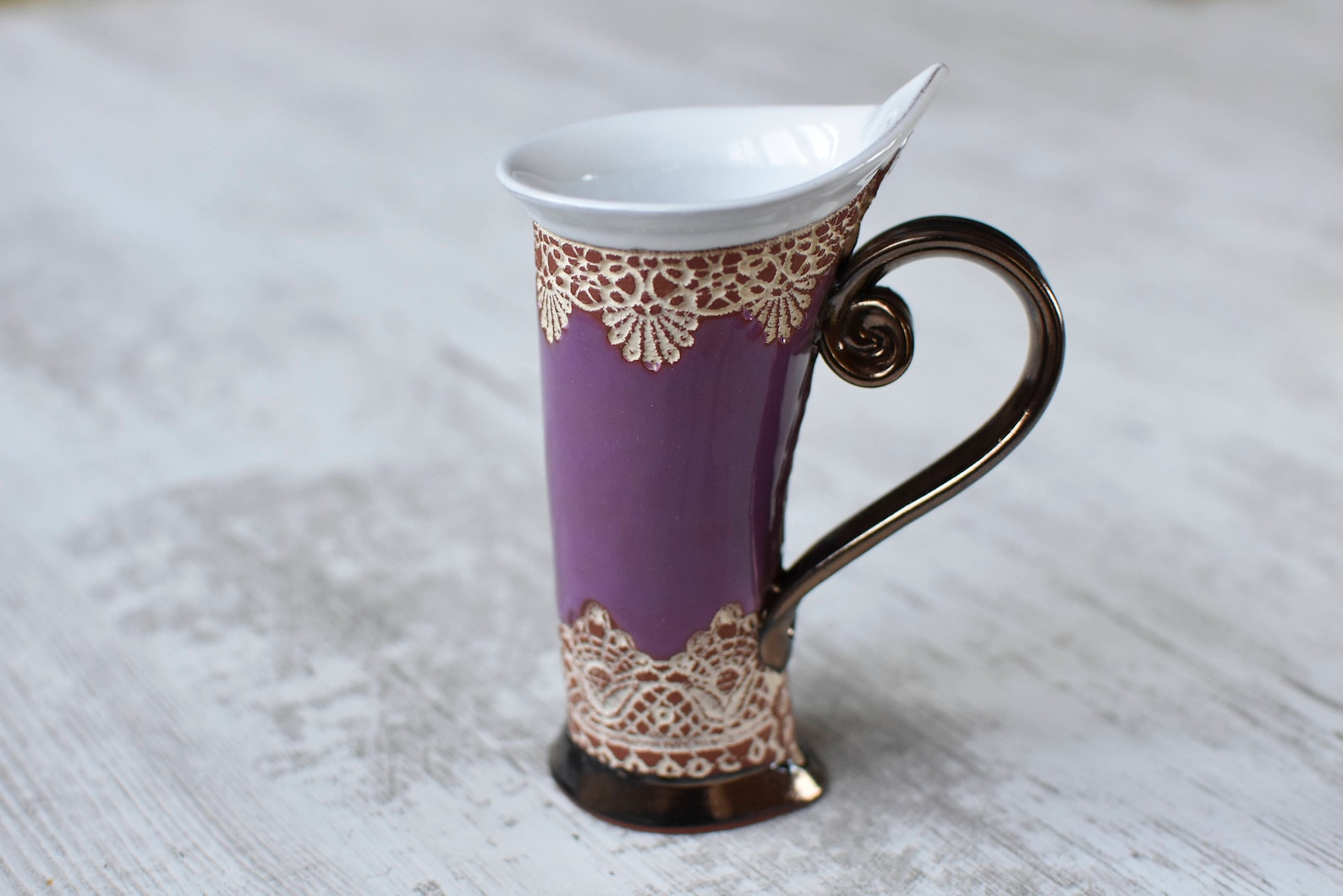 Ceramic Mug Tea Mug Purple Mug Unique Mug Ceramics and - Etsy