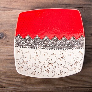 Ceramic Plate, Red Plate, Ceramic Dish, Ceramics and Pottery, Handmade ...