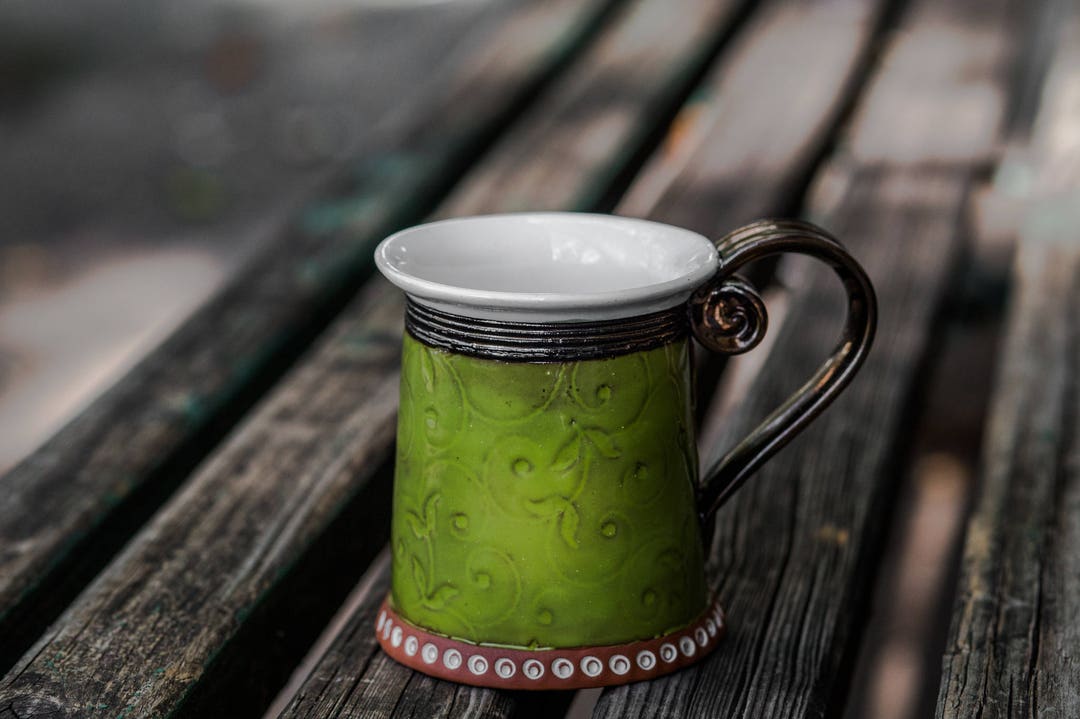 Coffee Mug, Tea Mug, Green Mug, Ceramics and Pottery, Coffee Cup ...