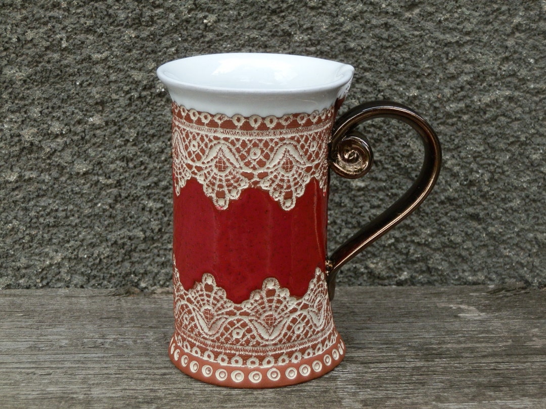 Ceramic Mug, Tea Mug, Red Mug, Unique Mug, Ceramics and Pottery, Tea ...
