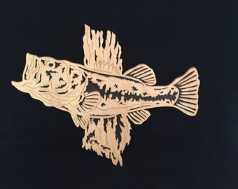 Bass fishing scroll saw woodworking | Etsy